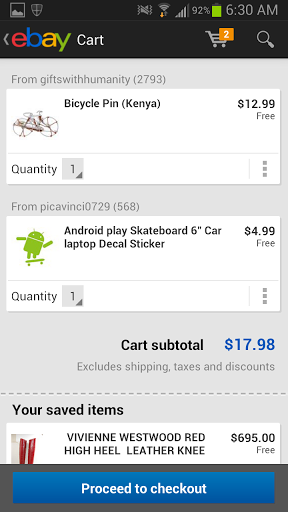 New eBay Android App Update Finally Brings Shopping Cart | Ubergizmo